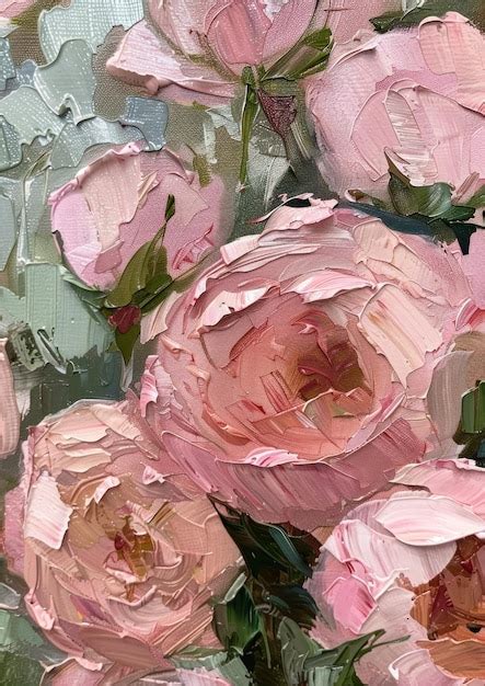 Premium Photo A Painting Showcasing A Bouquet Of Pink Flowers