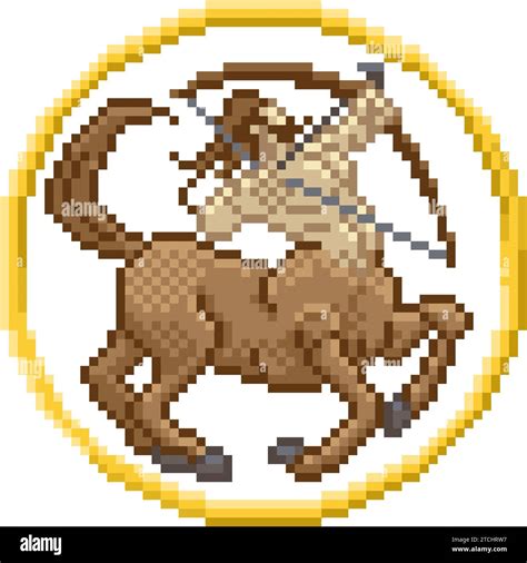 Zodiac Horoscope Sagittarius Pixel Art Sign Stock Vector Image And Art