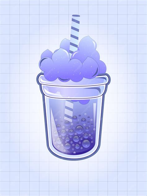 Premium Vector Blueberry Bubble Tea With Tapioca Pearls