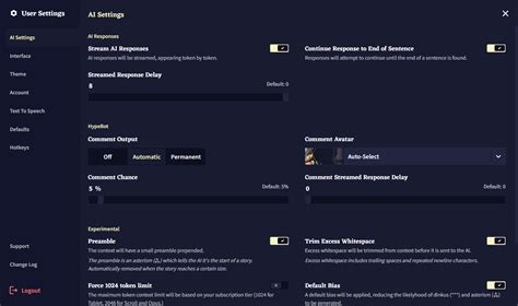 AI Settings NovelAI Documentation