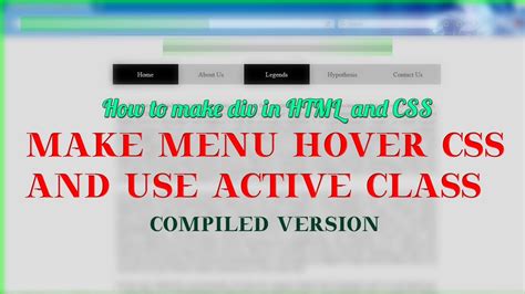 How To Make Div In Html And Css Make Menu Hover Css Active Class