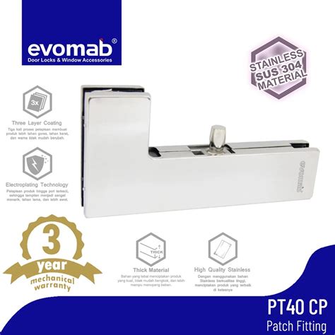 Evomab Universal Light Patch Fitting Pintu Kaca Frameless PT 40 Evomab