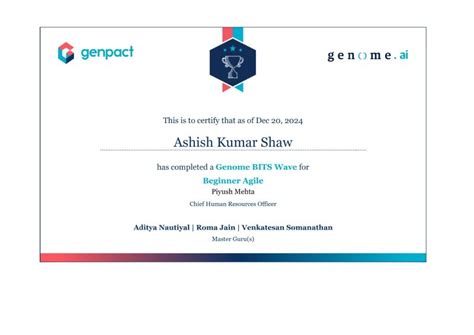 Ashish Kumar Shaw On Linkedin Agile Certification Genpact Professionaldevelopment