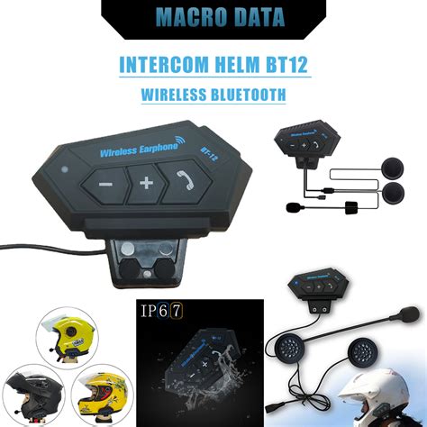 Jual Intercom Bt12 Bluetooth 50 Headset Helm Motor Hansfree Mikrofon