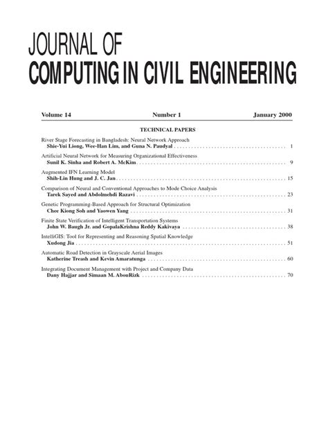 Asce Journal Of Computing In Civil Engineering Volume 14 2000 Pdf Pdf Root Mean Square