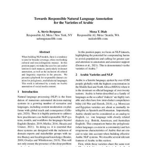 Towards Responsible Natural Language Annotation For The Varieties Of Arabic Acl Anthology