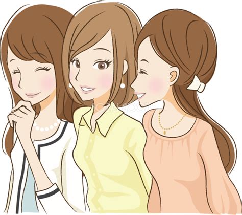 楽しそうな大人女子3人無料イラスト 素材good