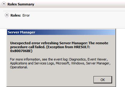 Unerwarteter Fehler Beim Server Manager Fehler 0x800706BE Und 1601