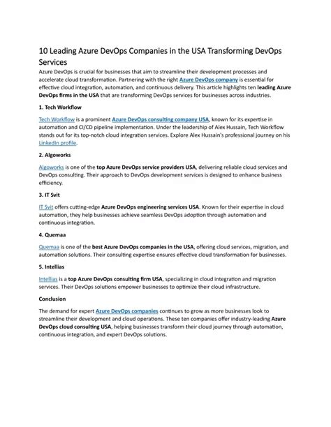 Ppt Leading Azure Devops Companies In The Usa Transforming Devops