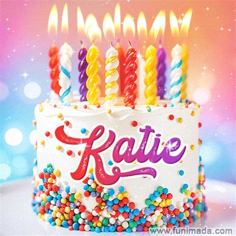 Sprinkle Cake And Glowing Candles Happy Birthday Katie  Download