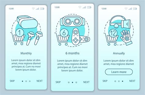 Premium Vector Vr Game Subscription Onboarding Mobile App Page Screen Vector Template Monthly