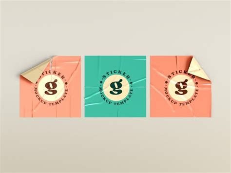Premium Psd Glossy Square Sticker Mockup