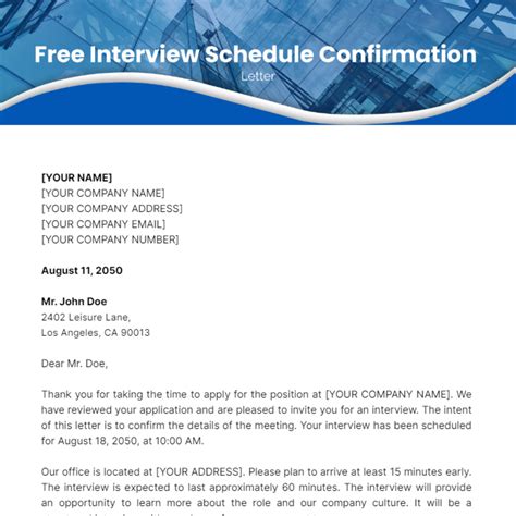 Interview Schedule Confirmation Letter Template Edit Online