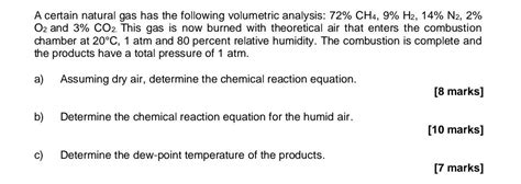 Solved A Certain Natural Gas Has The Following Volumetric Chegg