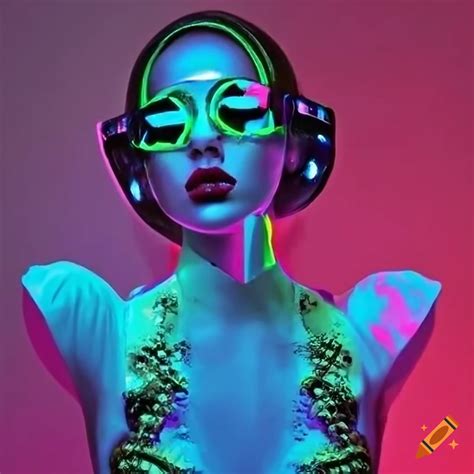Vogue Model In Surreal Silk Colored Clothes On Craiyon