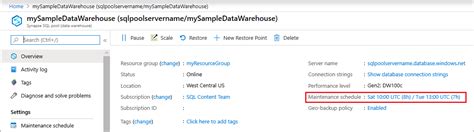 Maintenance Schedules For Synapse Sql Pool Azure Synapse Analytics Microsoft Learn