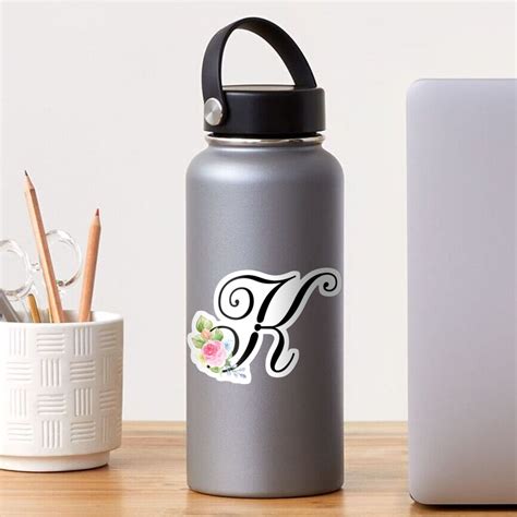 Floral Monogram Fancy Script Letter K Sticker For Sale By Grafixmom