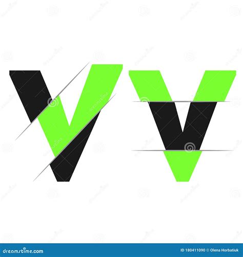 V Letter Logo Design Cutted In The Middle With A Red Line And With