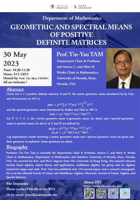 Geometric And Spectral Means Of Positive Definite Matrices Faculty Of