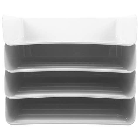 Four Stackable A4 File Trays Desk Folder Organizer Document Paper