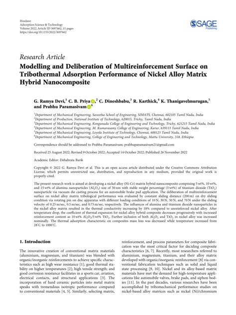 Pdf Modelling And Deliberation Of Multireinforcement Surface On Tribothermal Adsorption