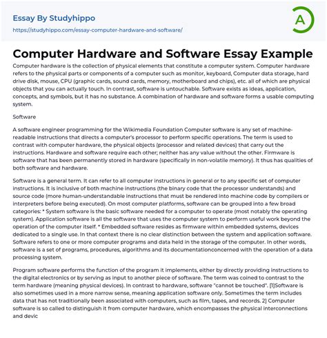 Computer Hardware And Software Essay Example
