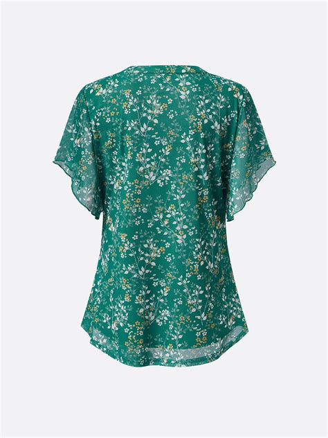 Casual V Neck Floral Loose Blouse Justfashionnow