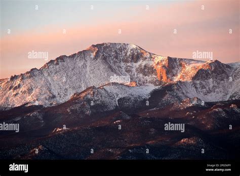 The North Face Of Pikes Peak At Dawn From The Rampart Range Road Above