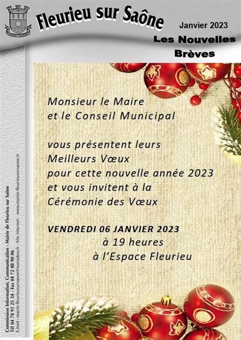 Nouvelles Brèves Janvier 2023 Fleurieu sur Saône