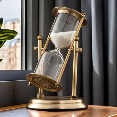 Classical Brass Hourglass Timer With Rotating Cylinder Luxyecs