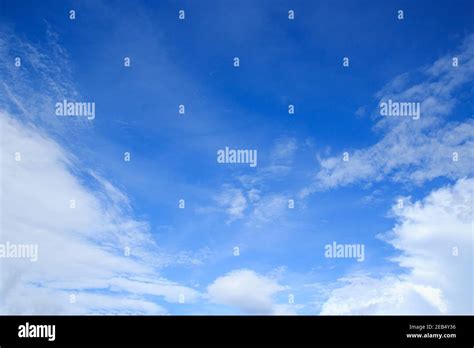 White Cloud And Blue Sky Background Space For Design And Template With