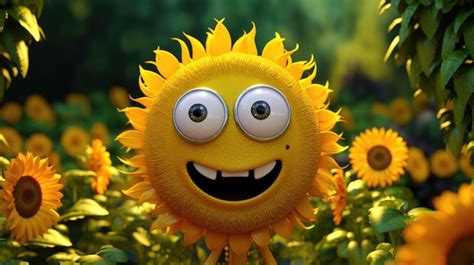 Premium Photo Smiling Sunflower Amidst A Field Of Sunflowers
