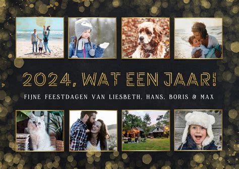 Hippe Fotocollage Kerstkaart Zwart Terugblik Kaartje2go