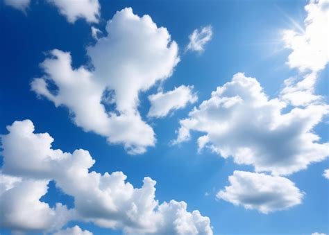 青い空と白い雲の背景 プレミアム写真