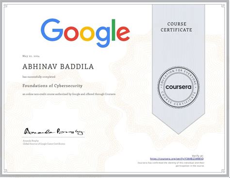 Completed Introduction To Cybersecurity Course Abhinav Baddila Posted