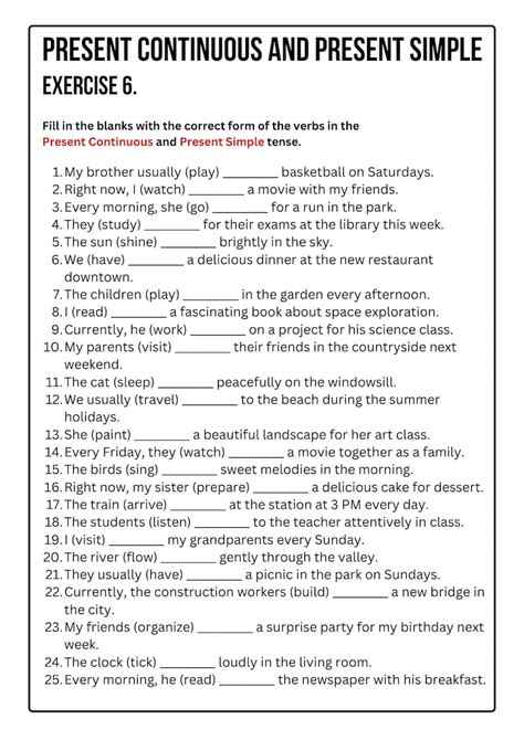 10 Pcs Grammar Drilling Exercises For Beginners A1 A2 Present Continuous Digital Download Pdf