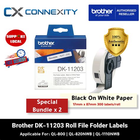 Special Bundle Brother Dk 11203 Roll File Folder Labels X2 Paper