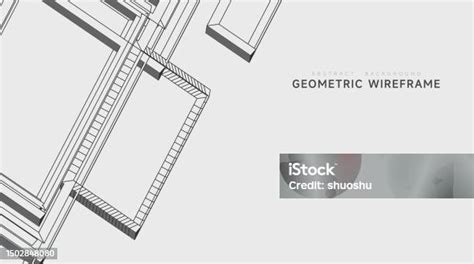 추상적인 흑백 기하학적 3d 구조 와이어 패턴 배경 디자인 기하 도형에 대한 스톡 벡터 아트 및 기타 이미지 기하 도형