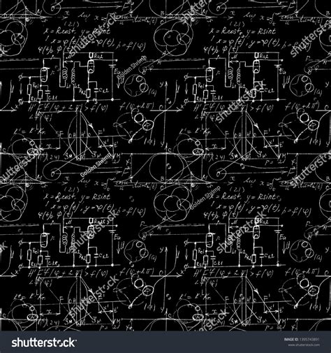 Seamless Endless Pattern Background Handwritten Mathematical Stock