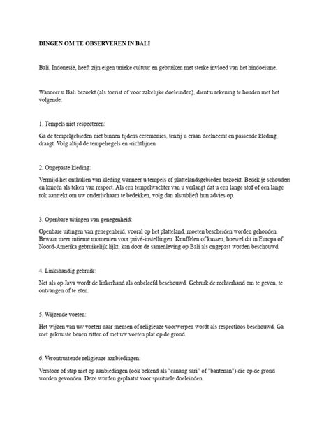 Dingen Om Te Observeren In Bali Pdf