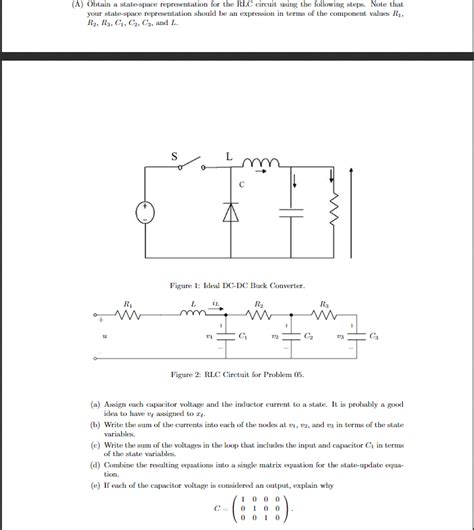 Solved A Obtain A State Space Representation For The Rlc