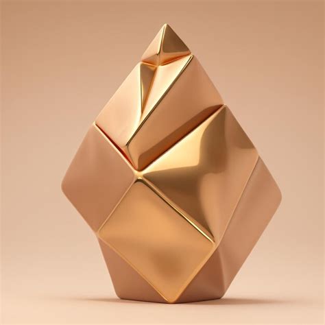 Premium AI Image Realistic Abstract Geometric Gold Foiled 3d Shapes