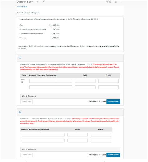 Solved Part C The Fair Value Of The Equipment At Dec 31 Chegg