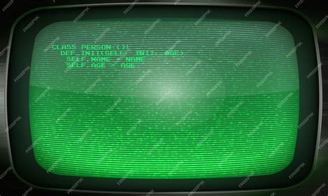 premium vector silver old green computer terminal screen old tv green