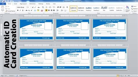 Just 1 Click Make Automatic Id Card Creation In Microsoft Office Word