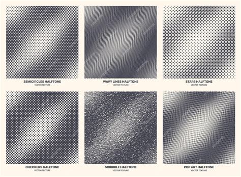 Premium Vector Different Variations Halftone Texture Set Vector Geometric Wavy Pattern