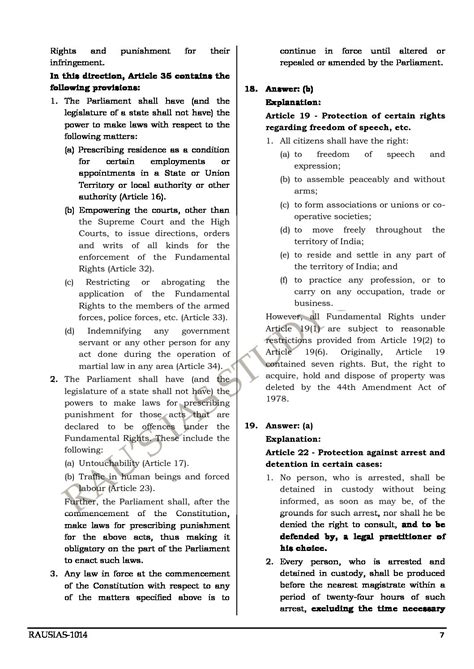 RAUS IAS TEST GS PAPER INDIAN POLITY AND GOVERNANCE BLACK WHITE