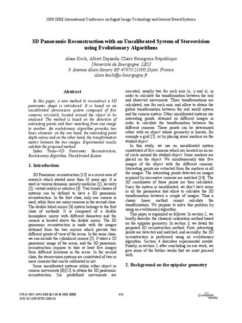 Pdf 3d Panoramic Reconstruction With An Uncalibrated System Of Stereovision Using Evolutionary