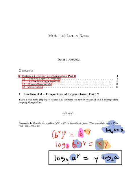 Math 1148 Lecture Notes Day 23 Math 1148 Lecture Notes Date 11 10 Contents 1 Section 4