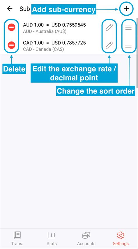 How To Add Sub Currencies Money Manager Help Center